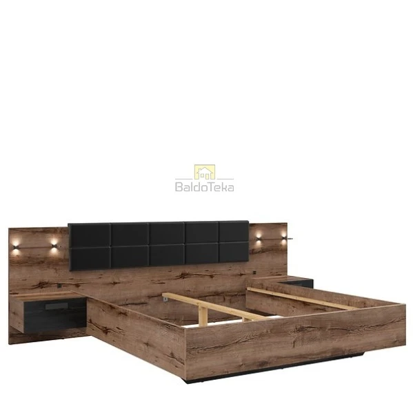 KASSEL LOZ/180/A br dvigulė lova + naktinės spintelės